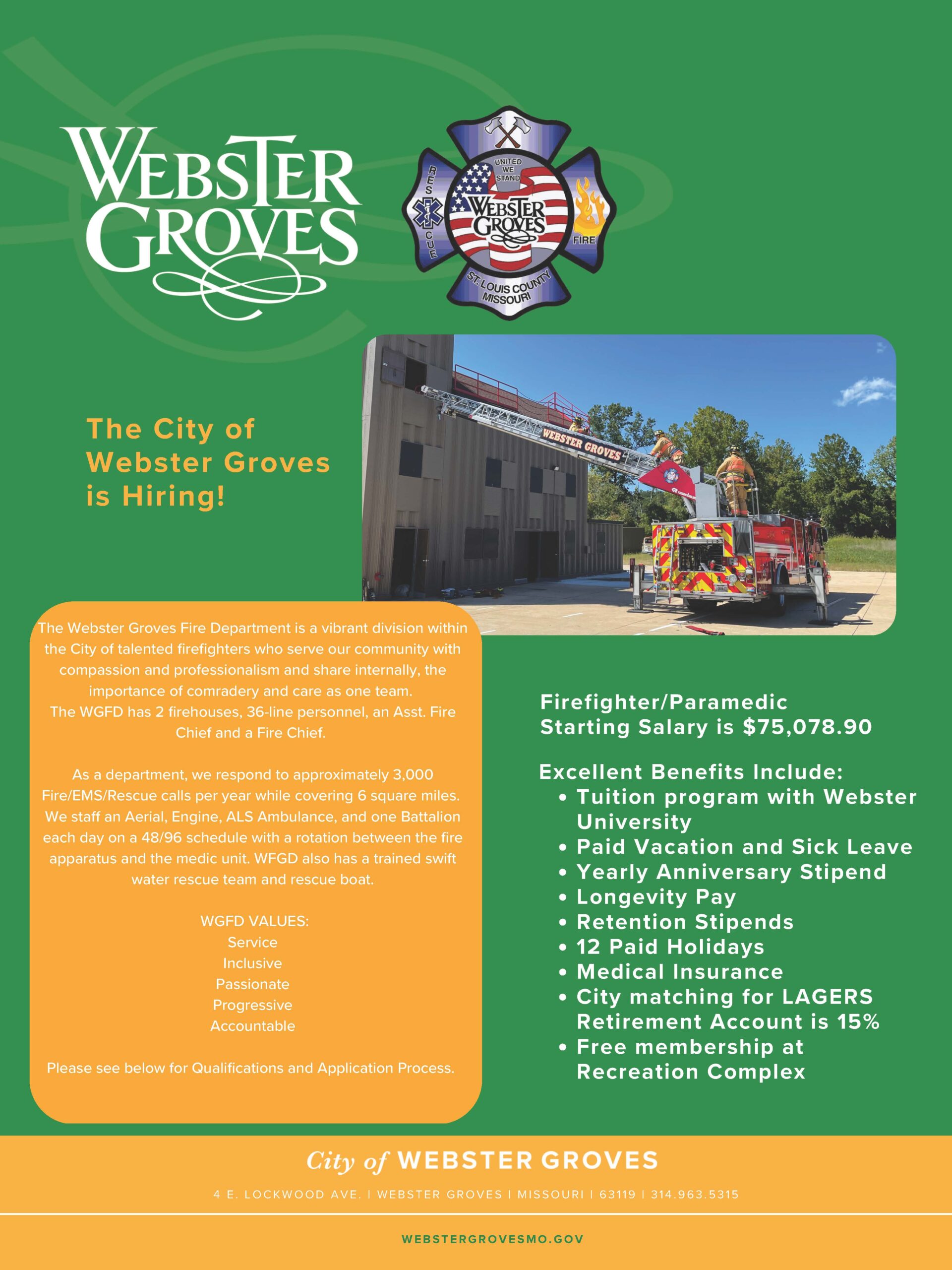 Webster Groves FF-Paramedic – St. Louis County Fire Academy